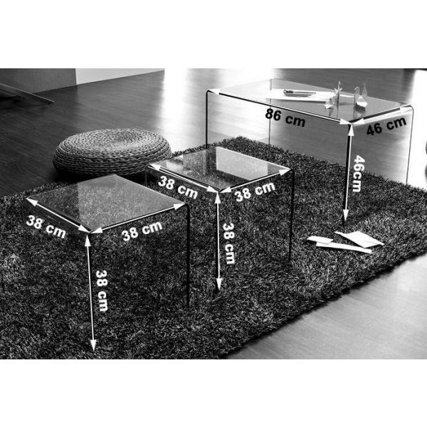 Modena Set of Coffee Tables | Clear Glass