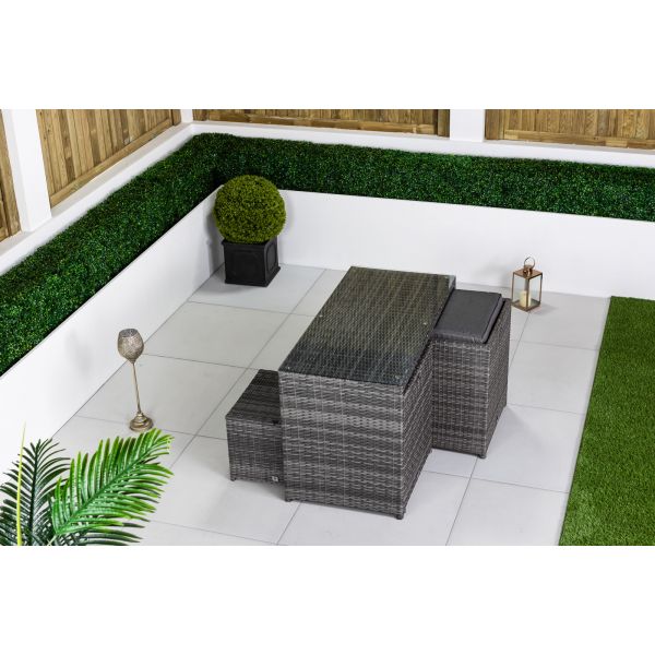 Giardino 2 Seater Rattan Cube Bistro Set - Grey