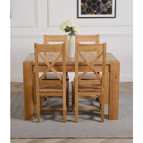 Kuba Small Oak Dining Table with 4 Berkeley Oak Chairs | Oak Furniture King