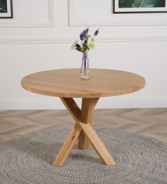 Oregon 110cm Round Solid Oak Dining Table Oak Furniture King
