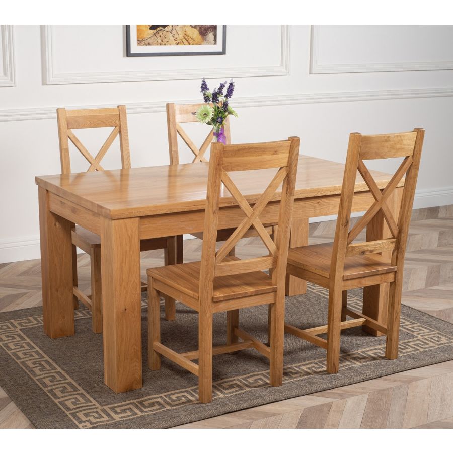 Dakota Medium Oak Dining Table with 4 Berkeley Oak Chairs | Oak ...