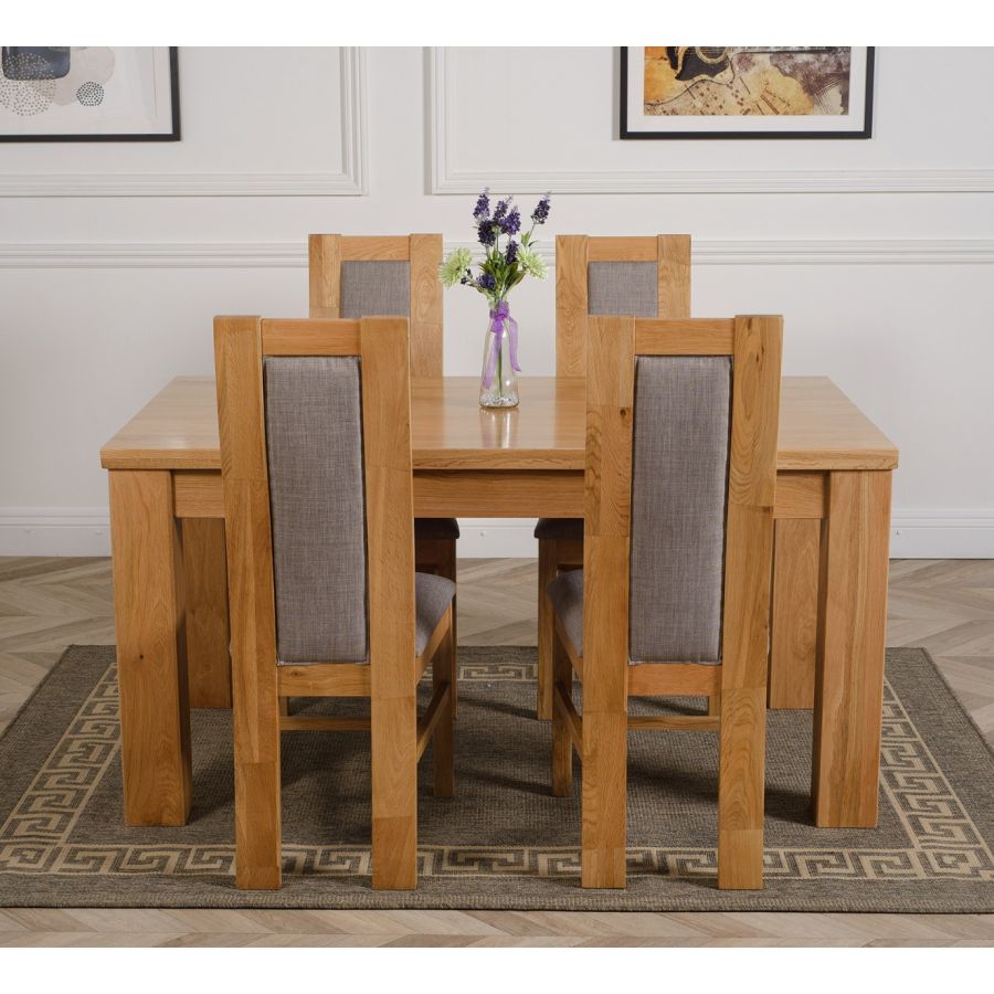 Dakota Medium Oak Dining Table with 4 Stanford Oak Chairs | Oak ...