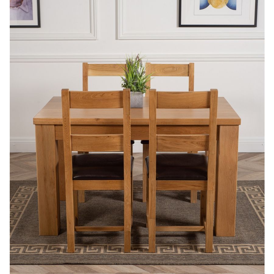 Dakota Small Oak Dining Table with 4 Lincoln Oak Chairs | Oak Furniture ...