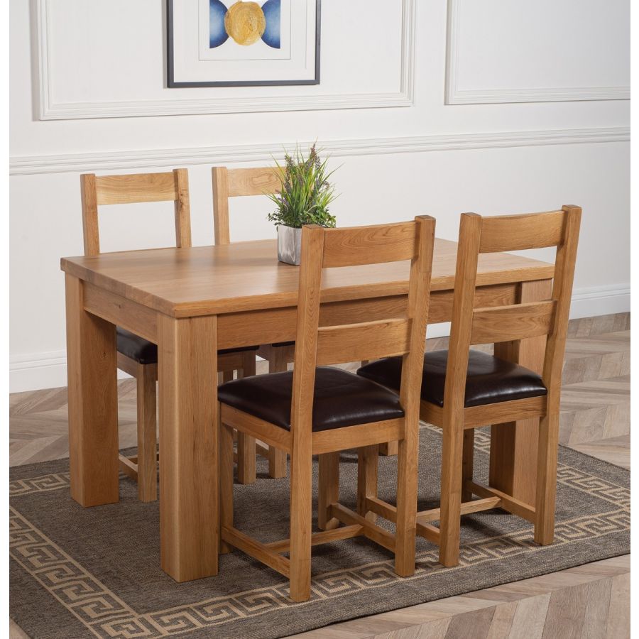 Dakota Small Oak Dining Table with 4 Lincoln Oak Chairs | Oak Furniture ...