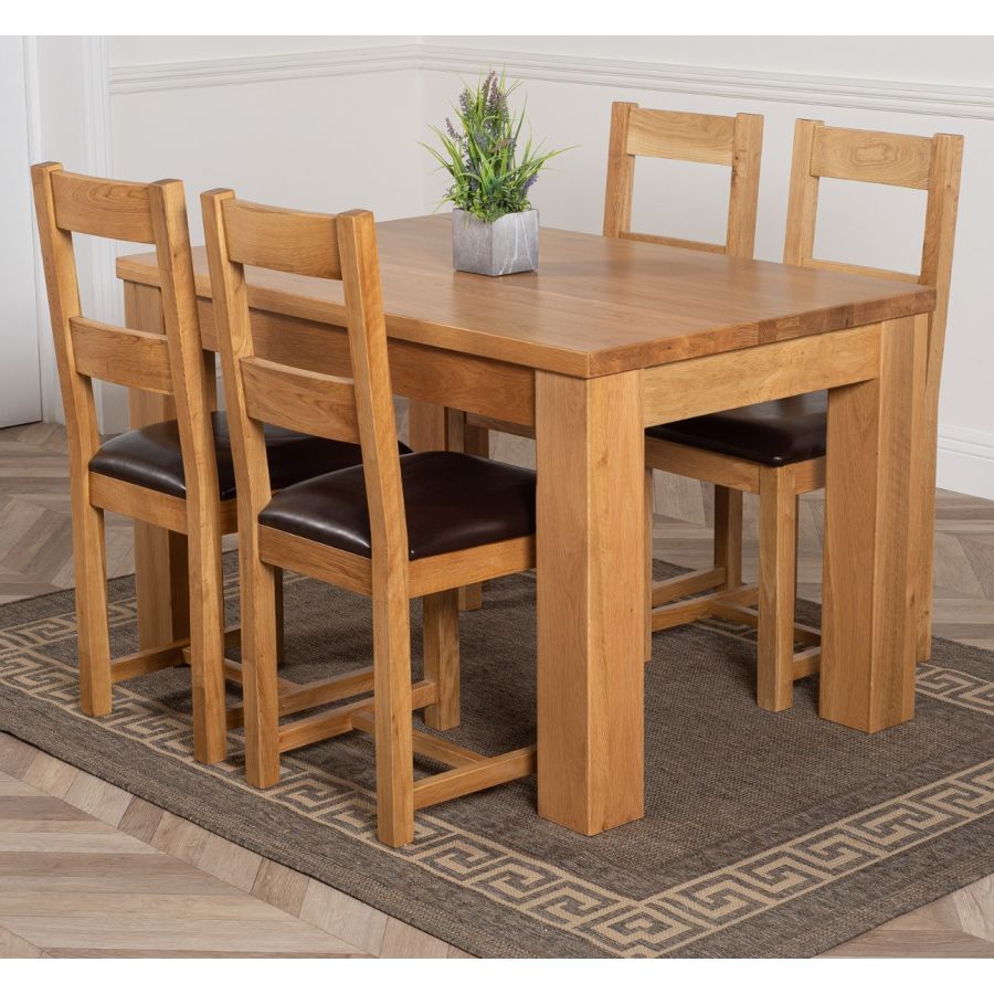 Dakota Small Oak Dining Table with 4 Lincoln Oak Chairs | Oak Furniture ...