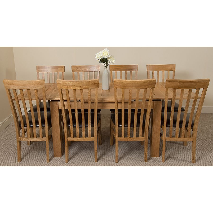 Richmond Oak Dining Set 140 220cm 8 Harvard Chairs