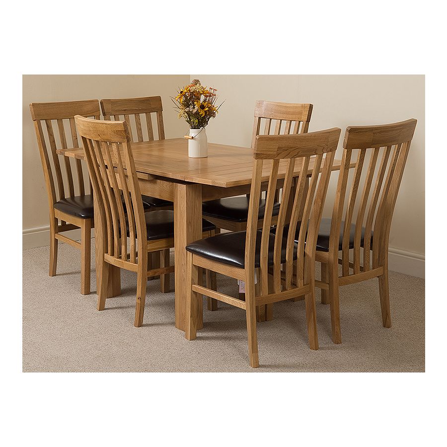 Richmond Oak Small Dining Set 6 Harvard Chairs